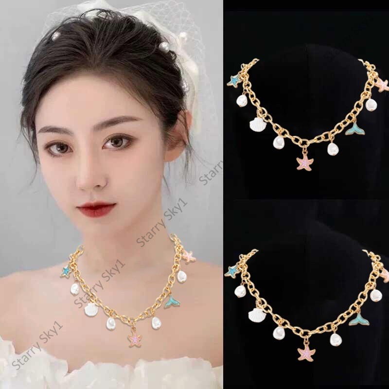 Jual Kalung rumbai mutiara imitasi buntut ikan laut perhiasan liontin ...