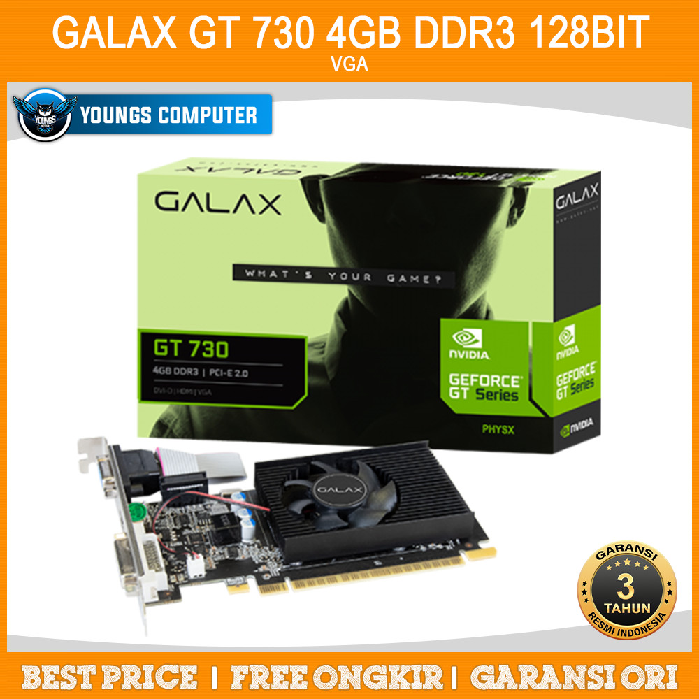 Jual VGA GALAX GeForce GT 730 4GB DDR3 128BIT | GT730 4G GDDR3 | Shopee Indonesia