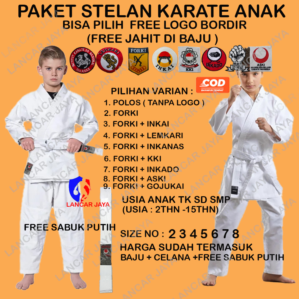 Jual CG56T BAJU KARATE ANAK FREE FORKI INKAI KKI INKANAS INKADO KKI ...