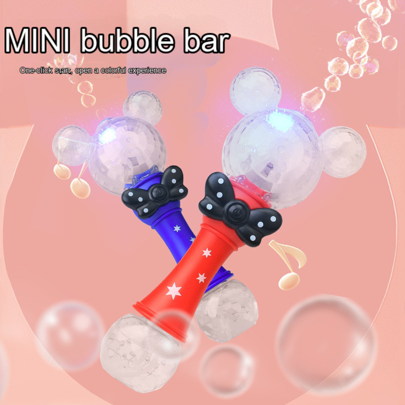 Jual Miniso Cartoon Mickey Mouse Automatic Blowing Bubble Stick ...