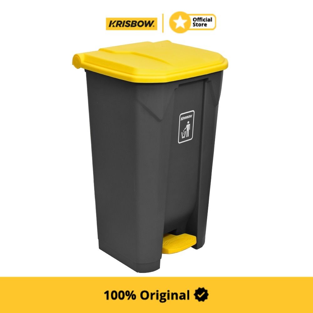 Jual Krisbow 87 ltr Tempat Sampah Plastik Pedal - Kuning/Abu-Abu Tong Sampah Pedal Wadah ...