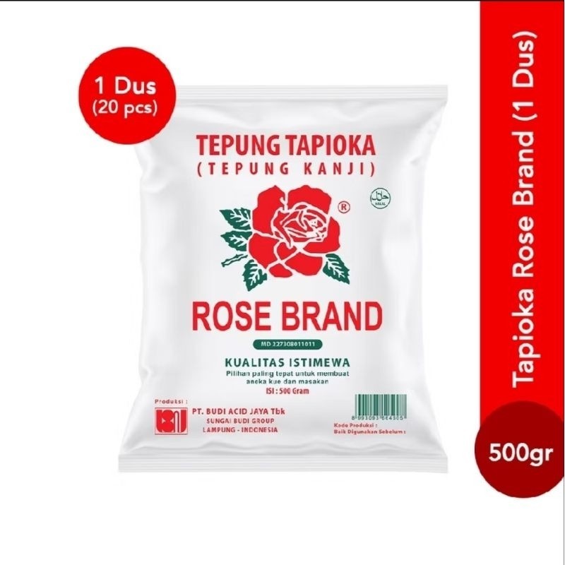 Jual 1 DUS/ 1 BAL - TEPUNG TAPIOKA ROSE BRAND 500g ( 20 Pcs) - 500g ...