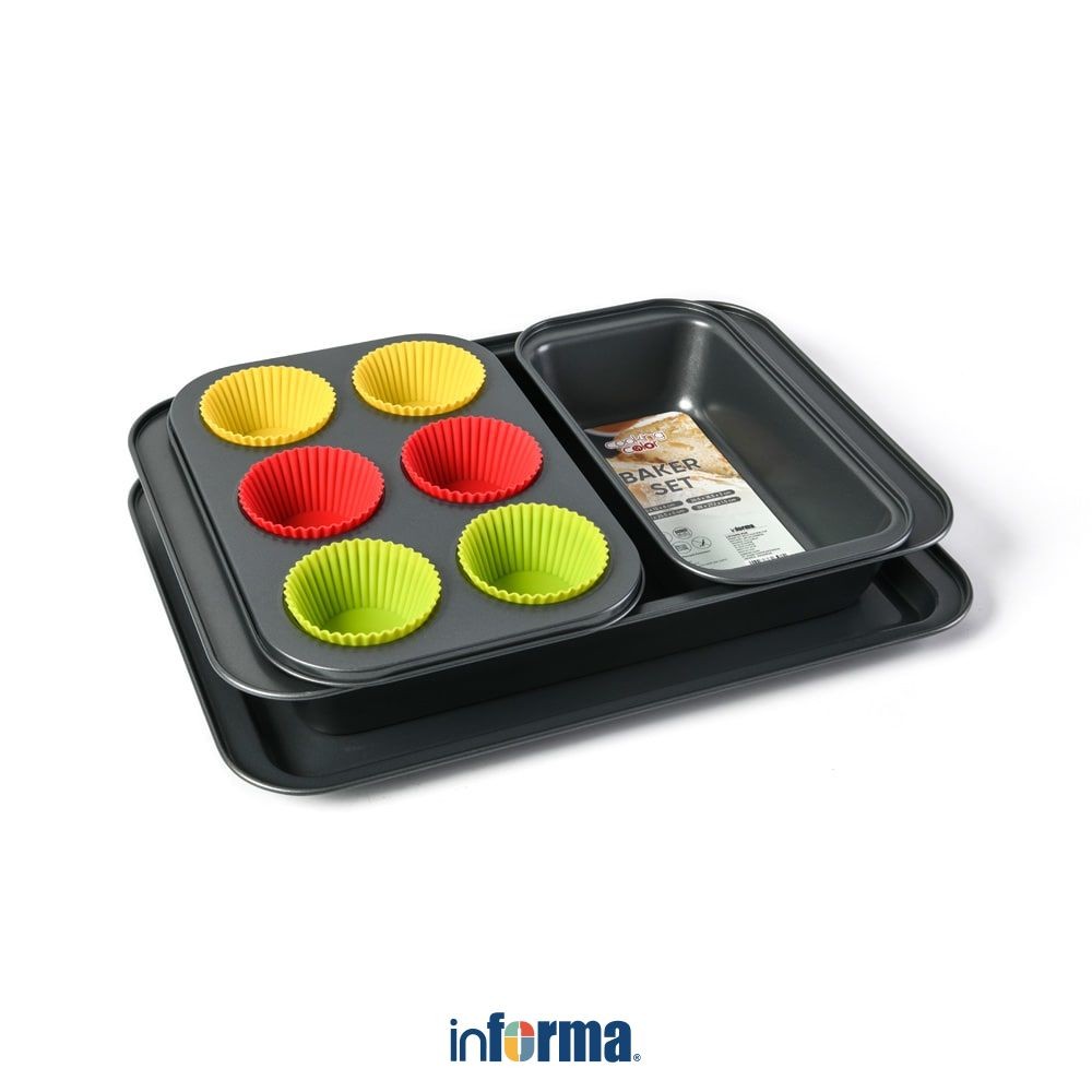 Jual Informa Cooking Color Set Loyang Kue Dengan Cup Silicone Tray ...