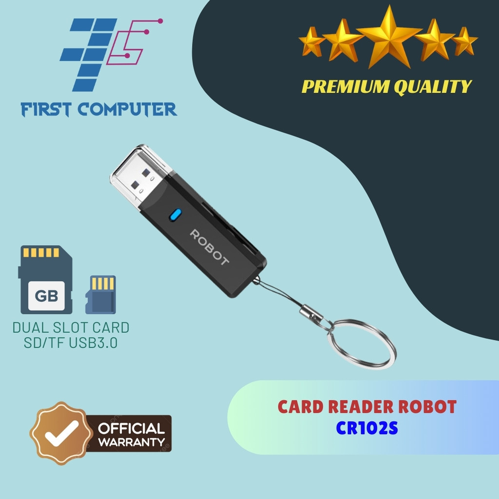 Jual ROBOT CR102S USB 3.0 Cap Design with 2 Slot Card Reader Black ...
