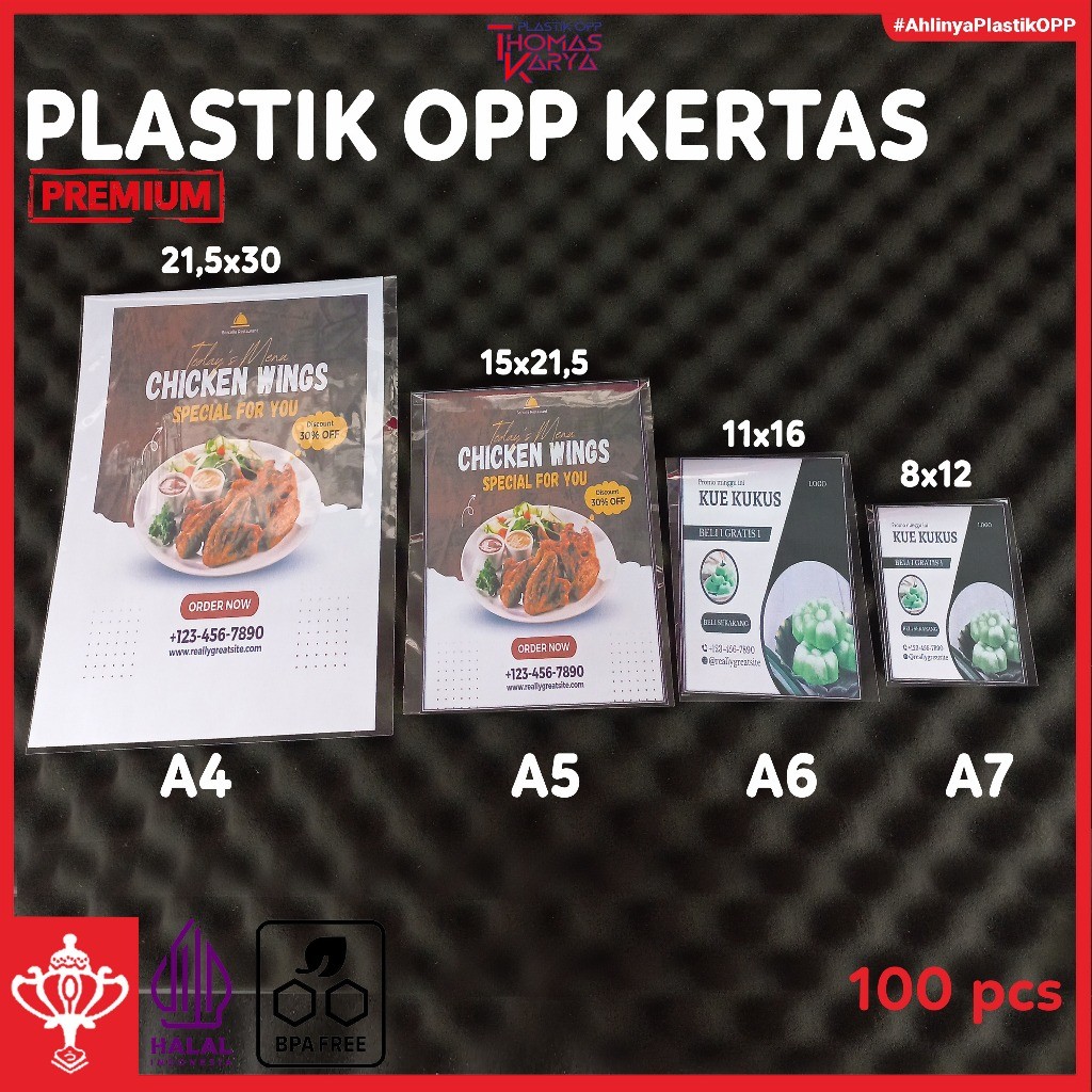 Jual Plastik Kertas A4 F4 HVS A3 A5 A6 A7 isi 100 Kantong OPP Blangko Undangan Jasmine Ijazah ...
