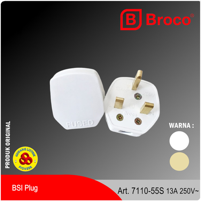 Jual LLB99 Broco Steker AC 7110 Putih 3 Pin - 7110S AC Plug Broco New ...