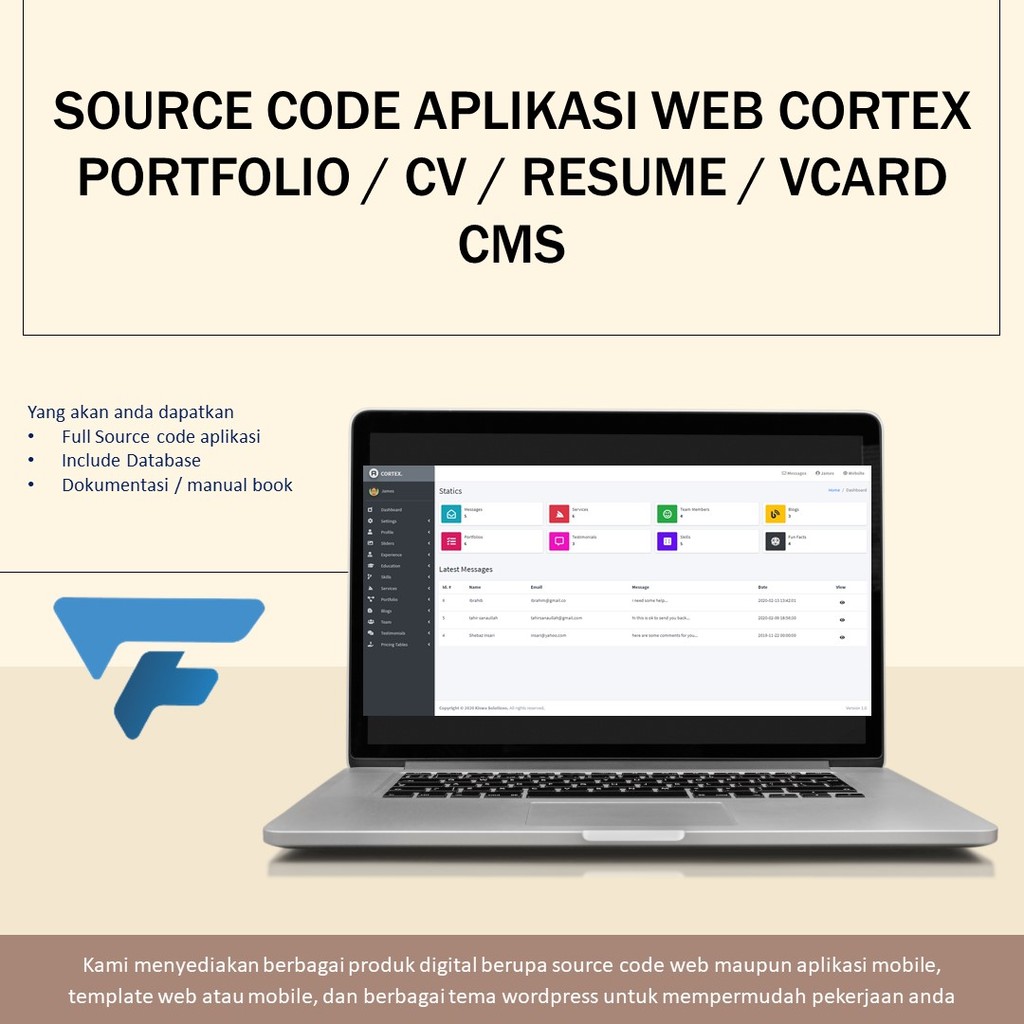 Jual SOURCE CODE APLIKASI WEB CORTEX PORTFOLIO / CV / RESUME / VCARD CMS | Shopee Indonesia