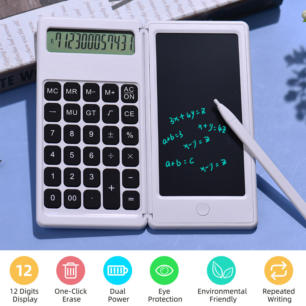 Jual Foldable Calculator 6" LCD Writing Tablet Digital Drawing Pad 12 ...