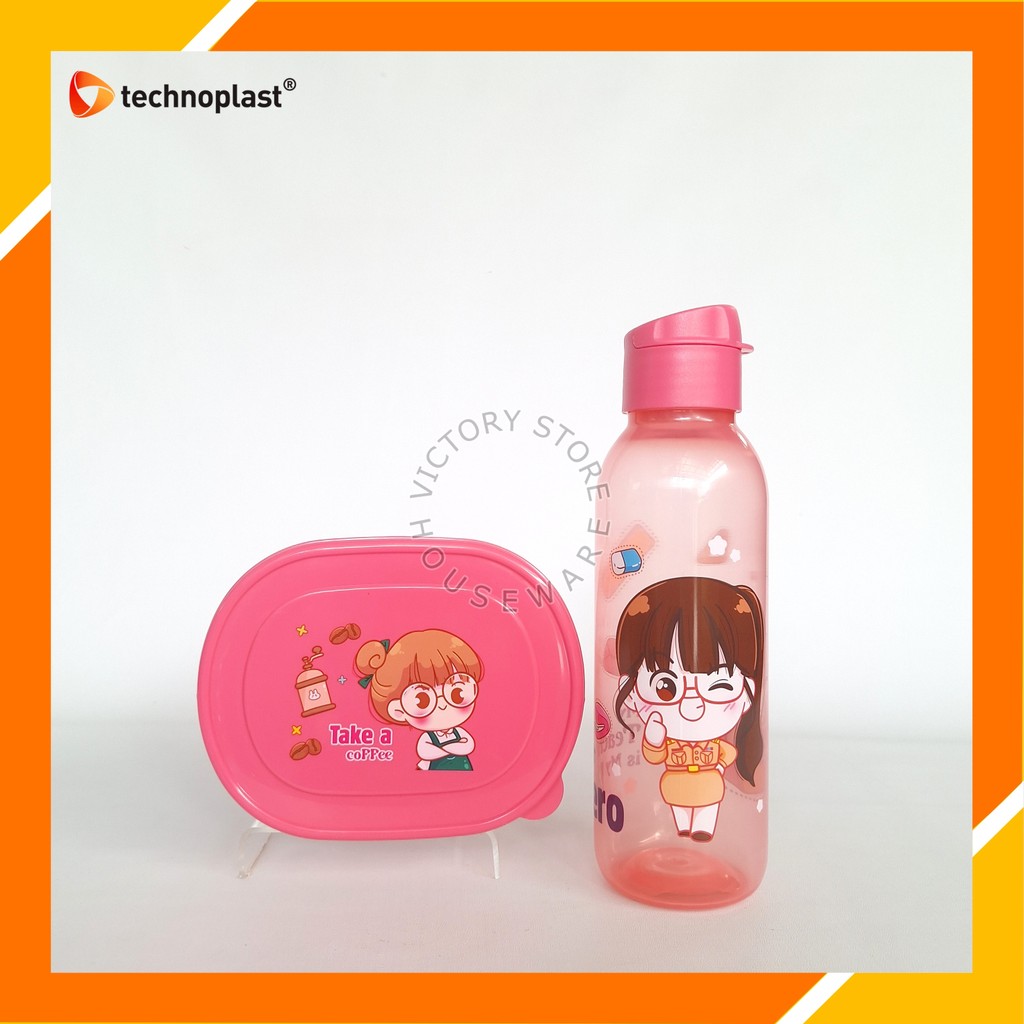 Jual TECHNOPLAST Paket 2IN1 Mealtime Magic Lunch Box 600ml Dan Botol ...