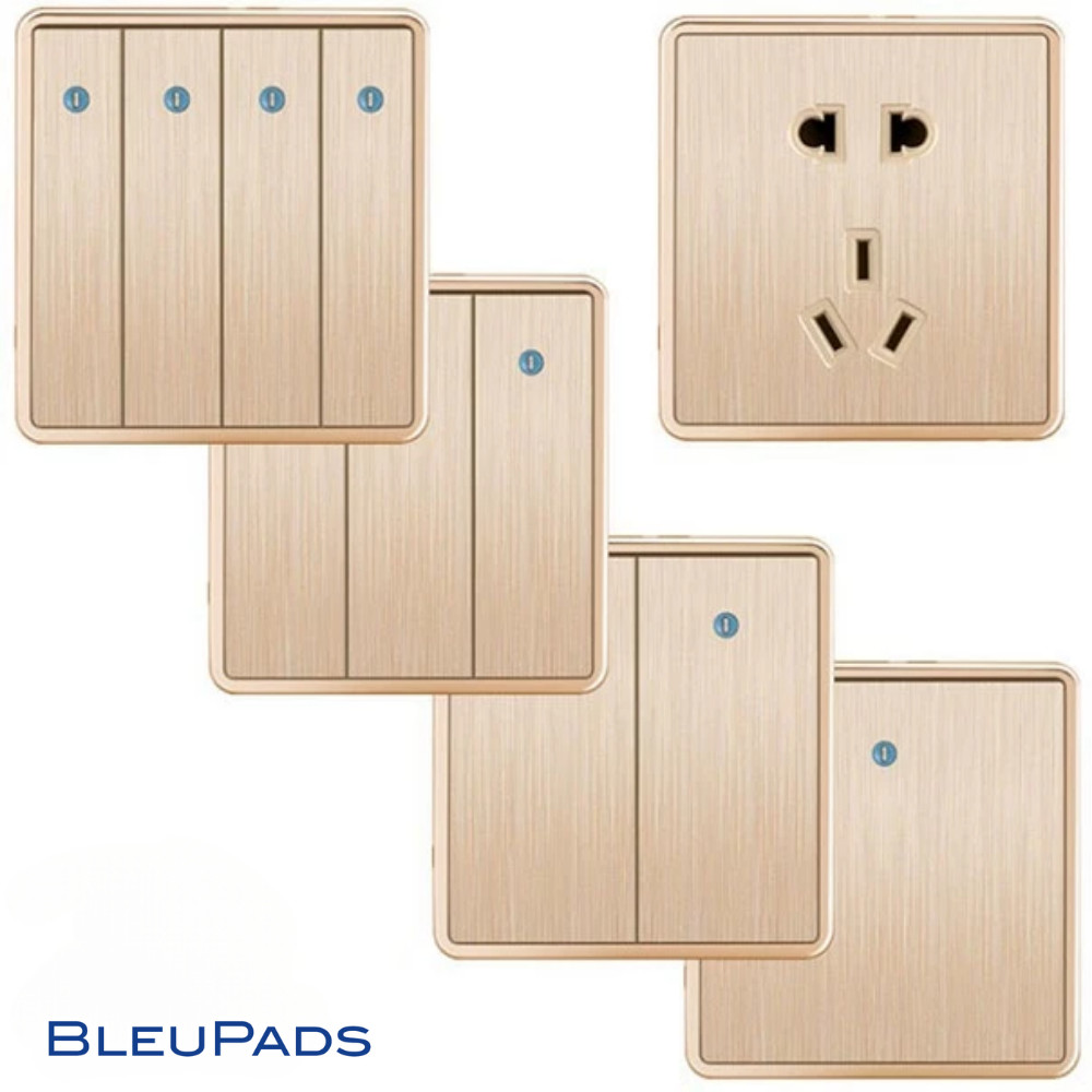 Jual Saklar / Sakelar Lampu Emas Gold Brushed 1/2/3 Gang Electrical ...