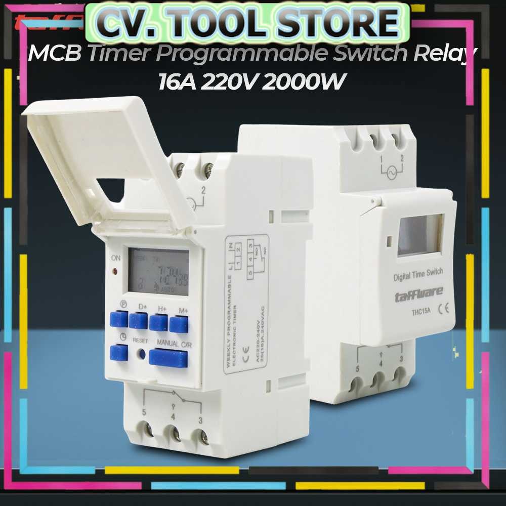 Jual Taffware Digital Timer Switch Relay 20 Program 220V, Kontrol ...