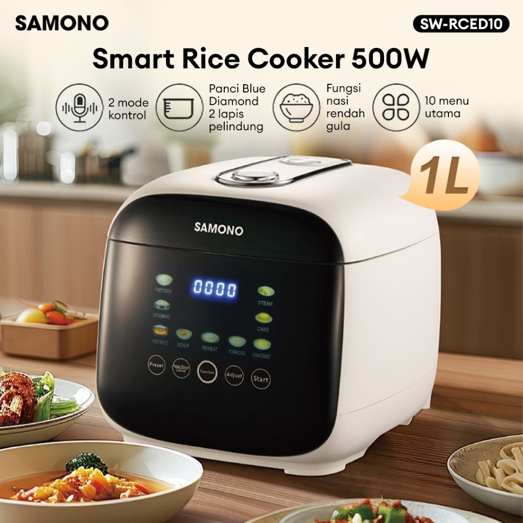 Jual SAMONO Smart Rice Cooker 1Liter 500 Watt Touch Screen SW-RCED10 ...