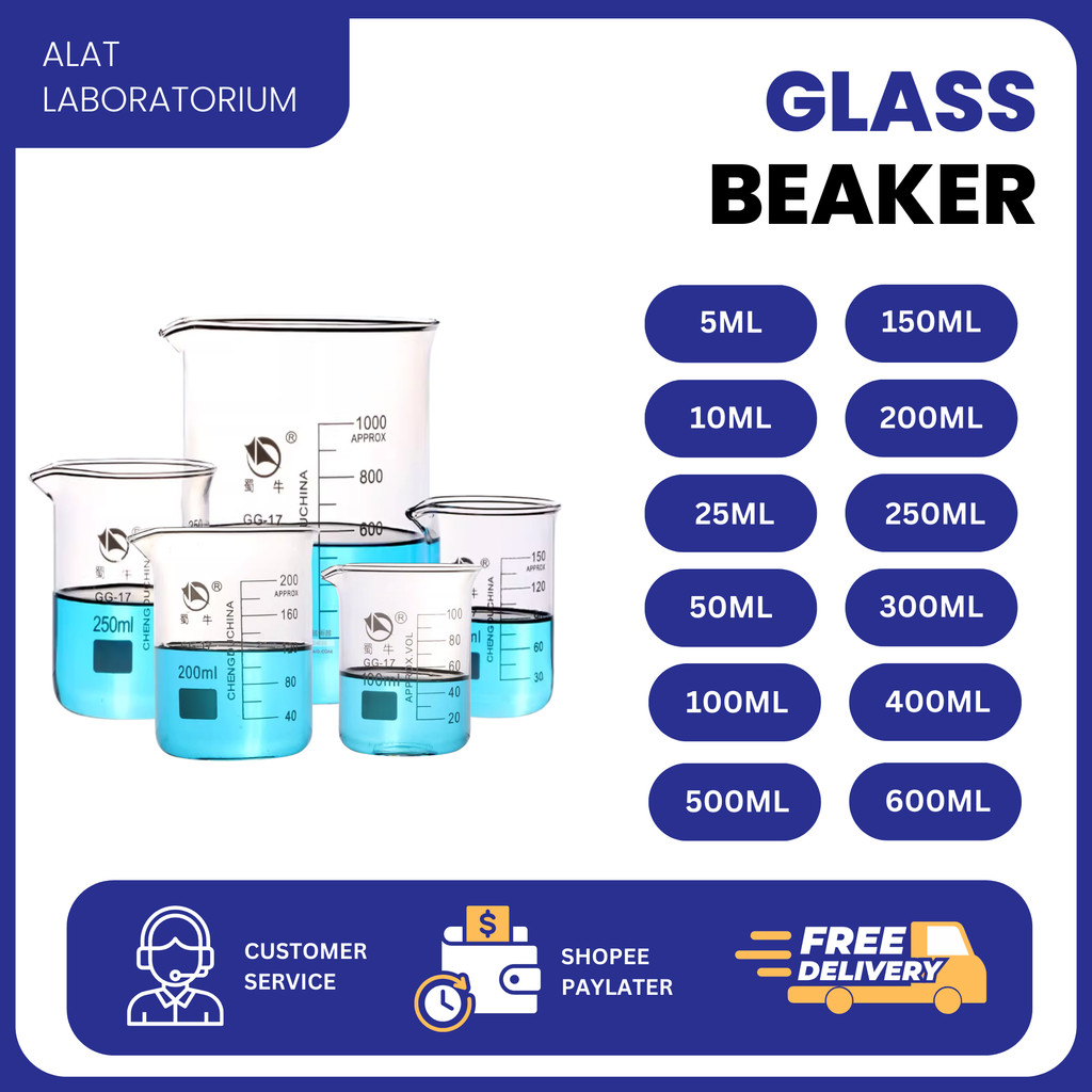 Jual GLASS BEAKER GELAS LABORATORIUM KACA TEBAL & AKURAT UNTUK LAB ...