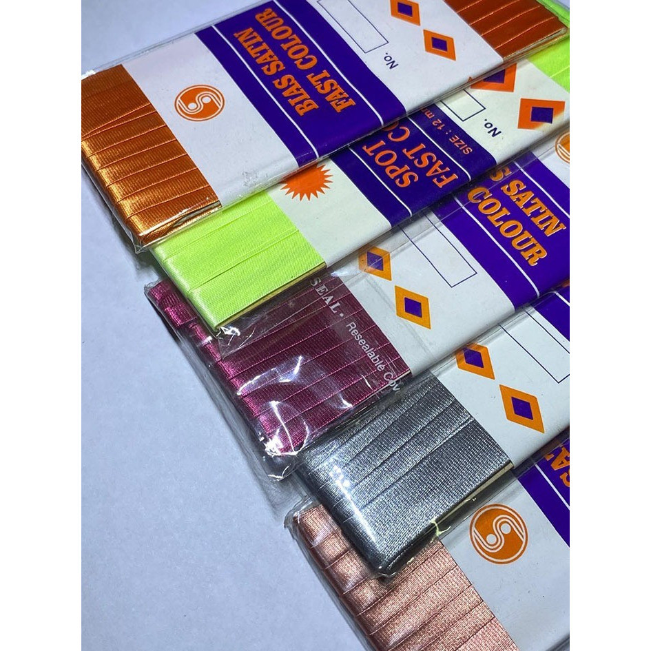 Jual MURAH!! BISBAN BIAS TAPE POLOS BAHAN SATIN ISI 3 YARD PER PCS ...