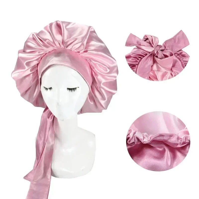 Jual Hair Bonnet Satin / Silk Bonnet Cap / Night Silk Cap / Bow Knot ...