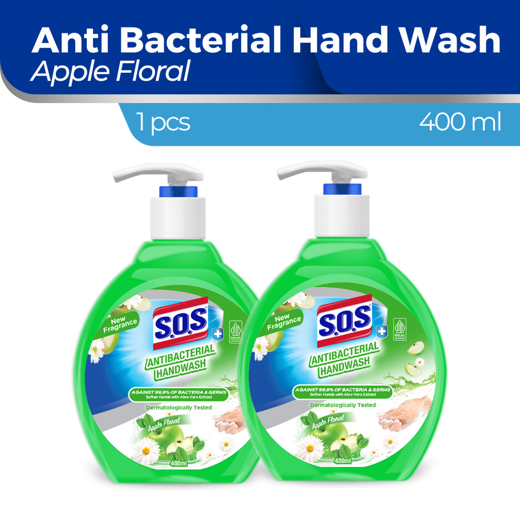 Jual SOS Handsoap Sabun Cuci Tangan Botol 400ml Apple Floral 2pcs (07. ...