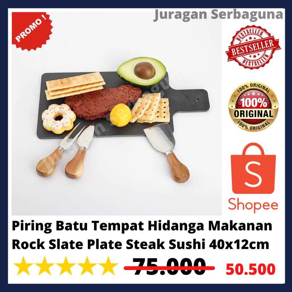Jual Piring Batu Tempat Hidanga Makanan Rock Slate Plate Steak Sushi ...
