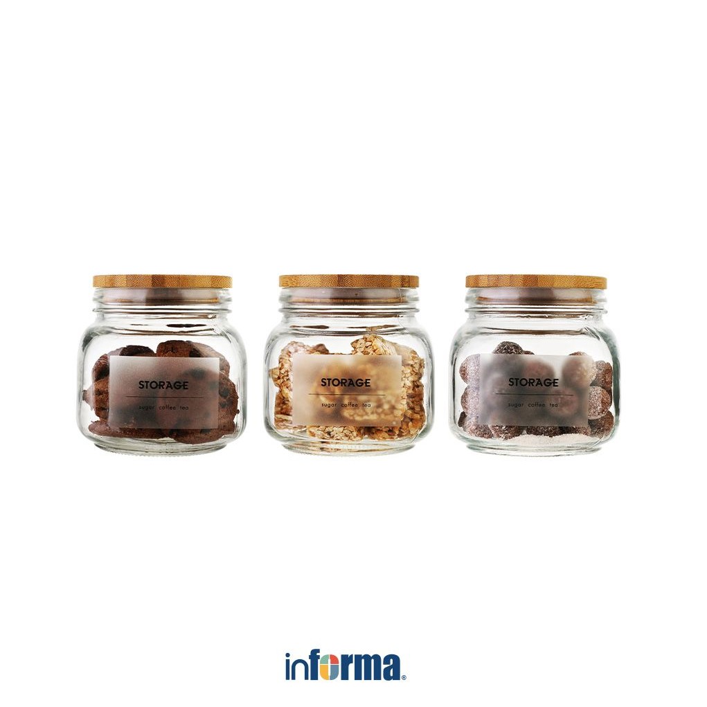 Jual Informa 900 ml Set 3 Pcs Wilma Stoples Kaca Jar Tempat Simpan ...