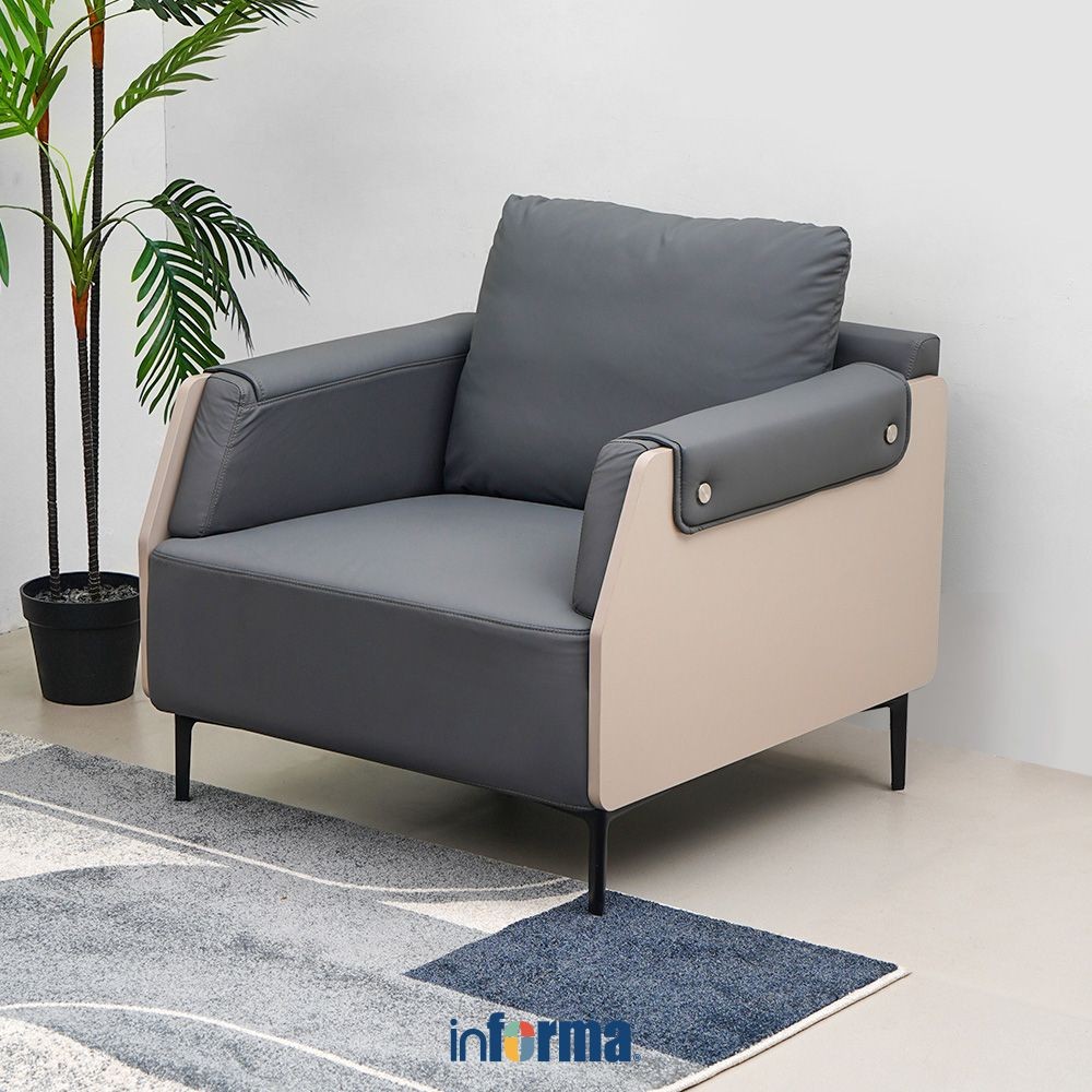 Jual Informa Foxx Sofa Leather 1 Seater - Abu-Abu Tempat Duduk Empuk ...