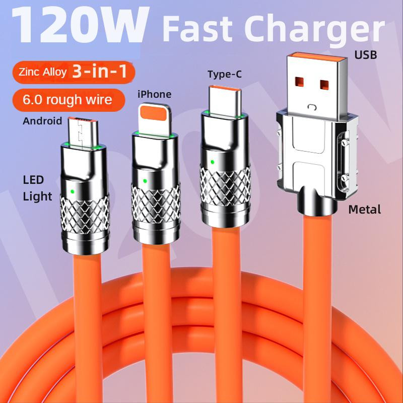 Jual JA KO08 KABEL DATA 3IN1 KO-08 120W 6A MICRO USB + TYPEC + IPHONE ...