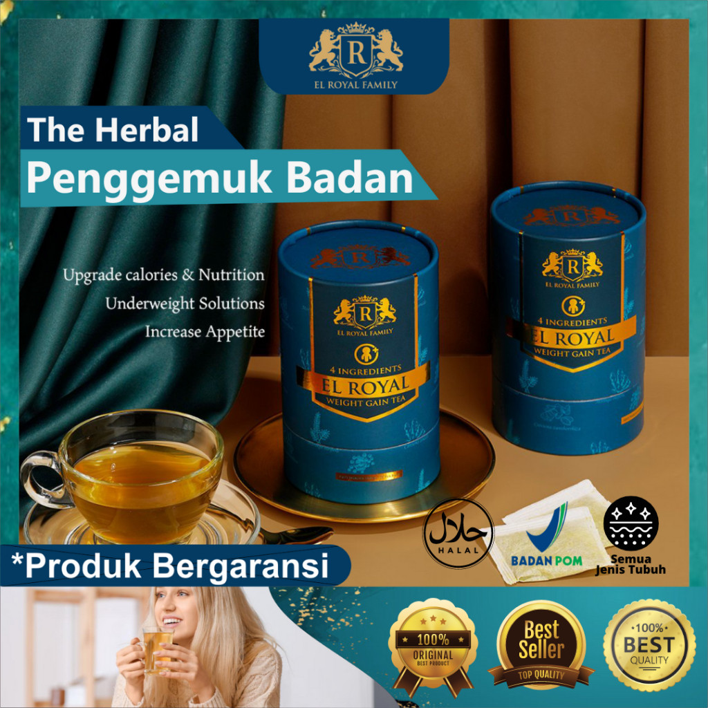 Jual El Royal Weight Gain Tea Teh Penggemuk Badan Herbal 100% Original ...