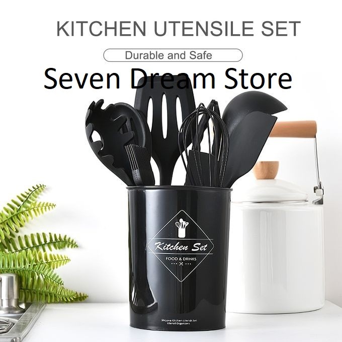 Jual Alat masak 11 in 1 + STAND spatula utensil silicone FDA cooking ...