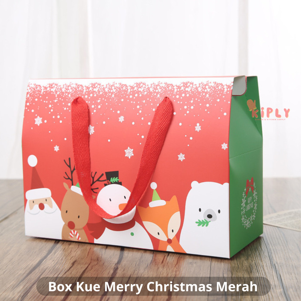 Jual Box Kue Merry Christmas Merah/Kotak Natal Box Souvenir Natal Merry ...