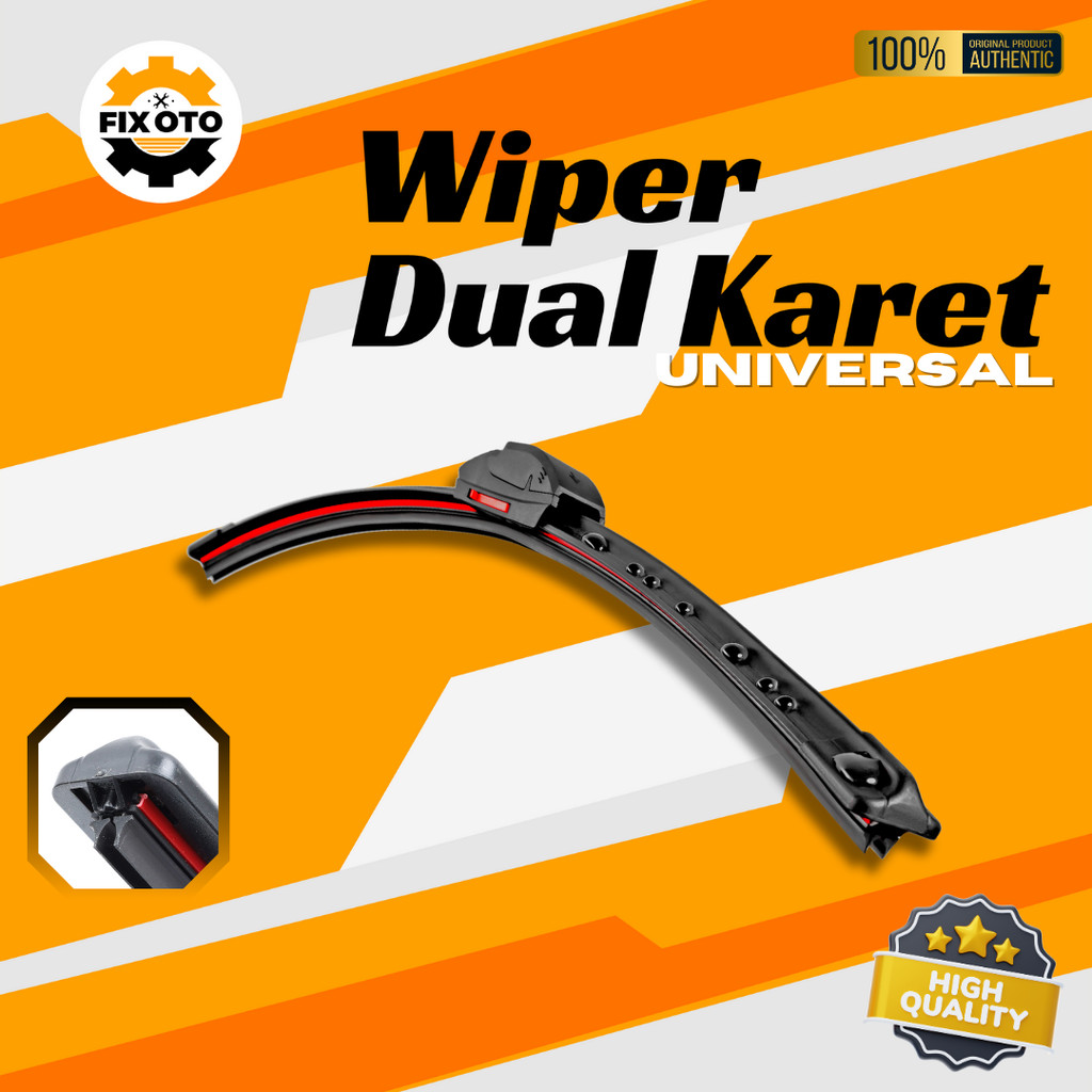 Jual Wiper Dual Blade 2 Lapis Karet Frameless Universal Model Karet Ganda Double Karet Untuk ...