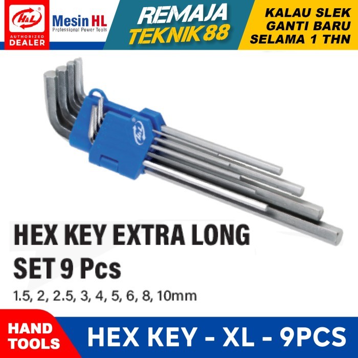Jual Kunci L Hex Key Short / Long - 9 Pcs Panjang Pendek -1.5 , 2, 2.5 ...