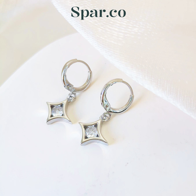 Jual Spar.co Anting Silver Bentuk Bintang Empat Sudut - Earing Star ...
