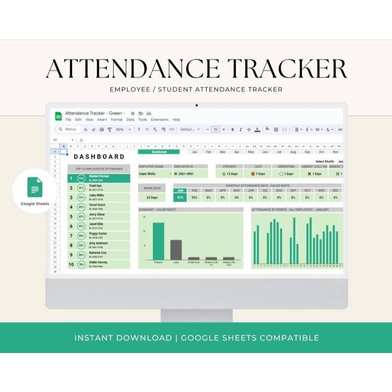 Jual Brikfid.pro Google Sheets Attendance Tracker, Absent Tracker ...