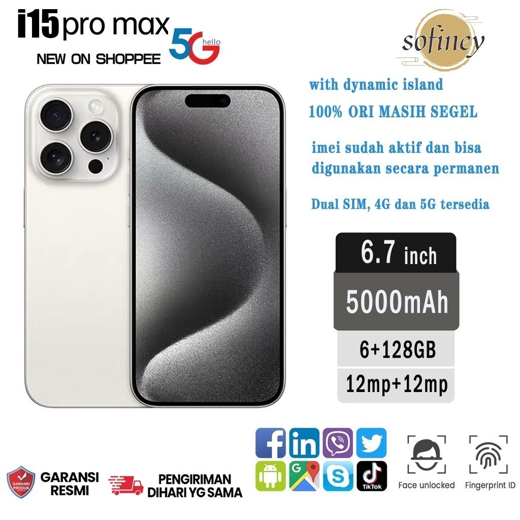 Jual i15 PRO MAX 6,7 INCI LAYAR PENUH 5000MAH BATERAI BESAR KECEPATAN REFRESH | Shopee Indonesia