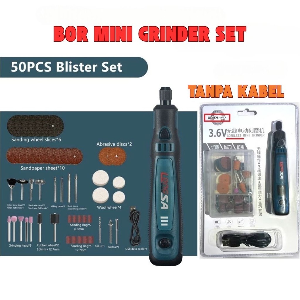 Jual 50pcs Bor Mini Grinder Set Cordless Alat Pengukir Penggiling Ukir ...