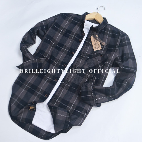 Jual Brill Eighty Eight - Kemeja Flanel Panjang Premium Dnavy Gray Sgry 88 L3739 | Shopee Indonesia