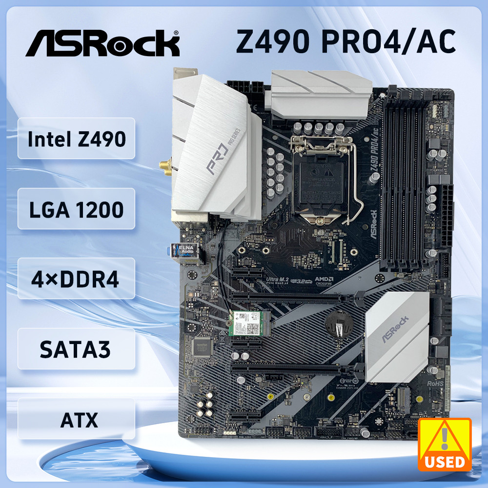 Jual Asrock Z490 PRO4/AC Motherboard Intel Z490 Motherboard, LGA 1200 Support i5-10400F i7 ...
