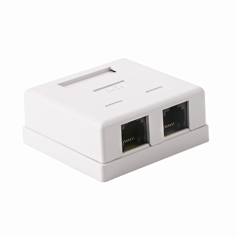 Jual HQ Dual Ports RJ45 Connector UTP STP CAT6 Desktop Junction Box 2 ...