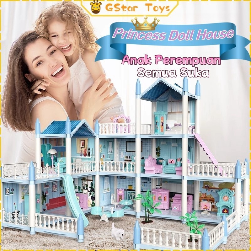Jual 【Gstar】Rumah Main 3D Putri Vila Besar Mainan Kastil Biru dengan ...