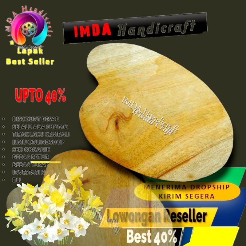 Jual IMDAHANDICRAFT Telenan KAYU MAHUNI Model Waru Ukuran 21 x 1,2 cm ...