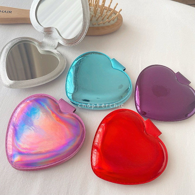Jual Chingooland Love Metalic Heart Mirror Kaca Cermin Makeup Lipat Tas ...