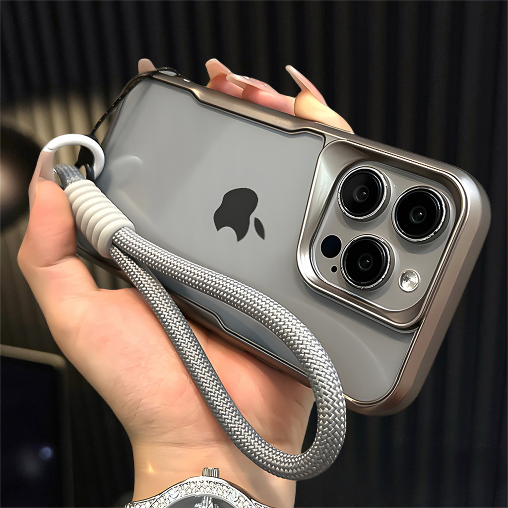 Jual Casing Luxury Plating Metal Lens Clear Armor Phone Case for iPhone ...