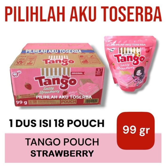 Jual WAFER TANGO POUCH STRAWBERRY 100 gr - ( HARGA 1 DUS ISI 18 POUCH ...