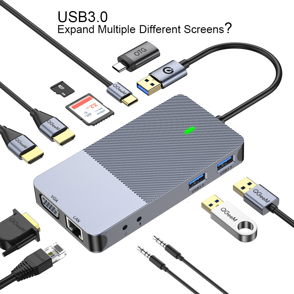 Jual USB Type C Dock Displaylink Dual HDMI Adapter Hub Laptop Docking ...