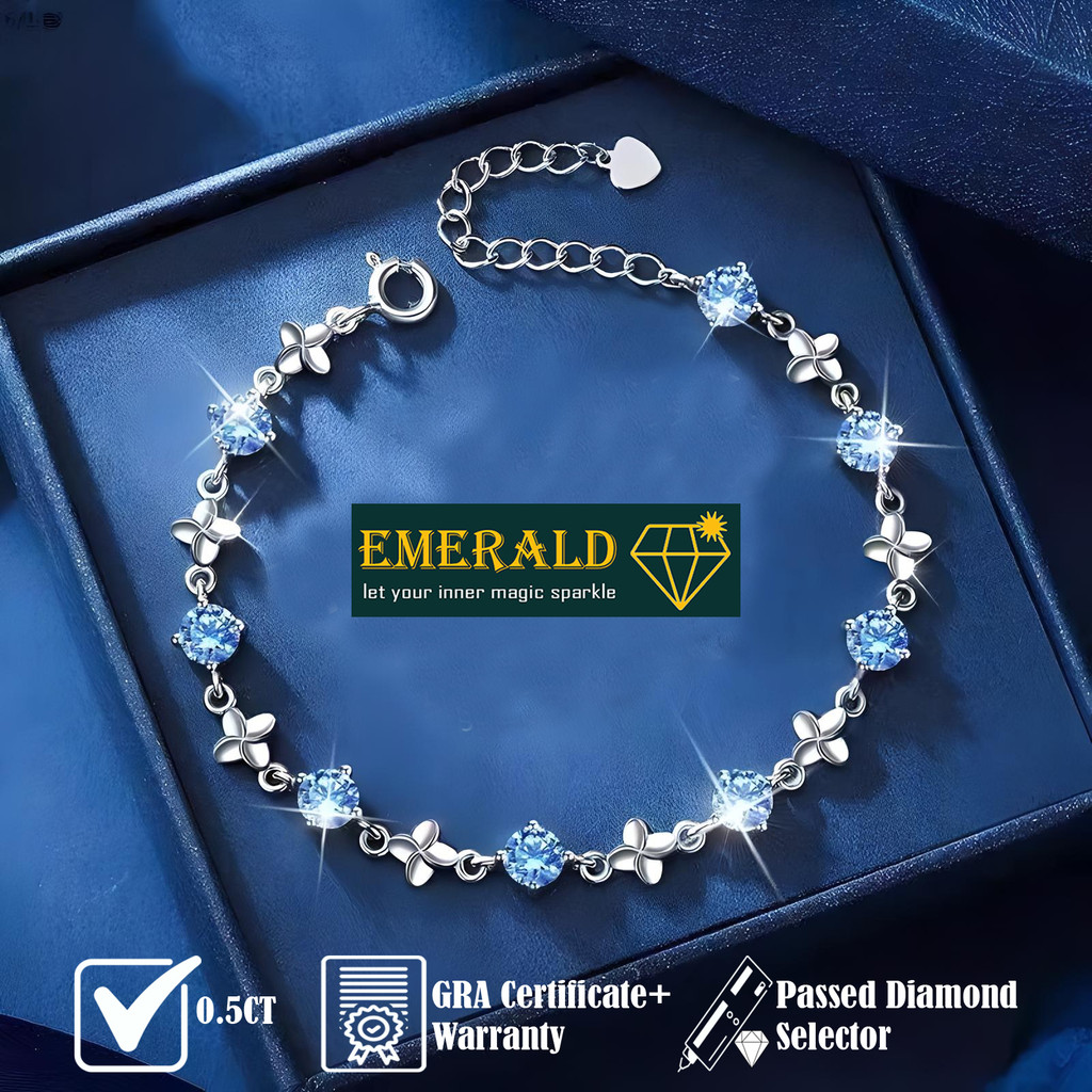 Jual Emerald Jewelry - 1.0CT Gelang Silver 925 Lapis Emas 18K - Bracelet Moissanite Perhiasan ...