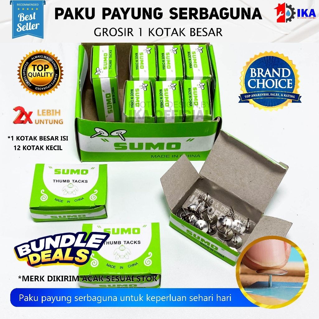 Jual SAB (1box= 10pak) PAKU PAYUNG / PAKU PINES / THUMB TACKS / PAKU ...