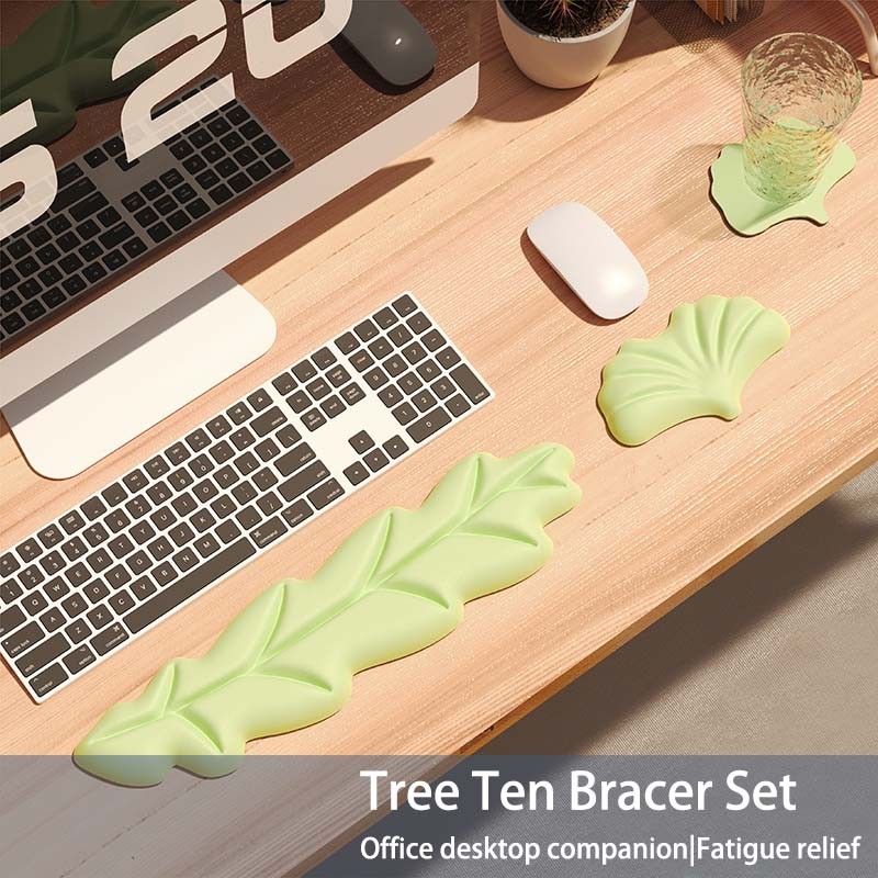 Jual 3pcs Keyboard Wrist Rest Pad Set, Ergonomic Leaf Shape Mouse Pad ...