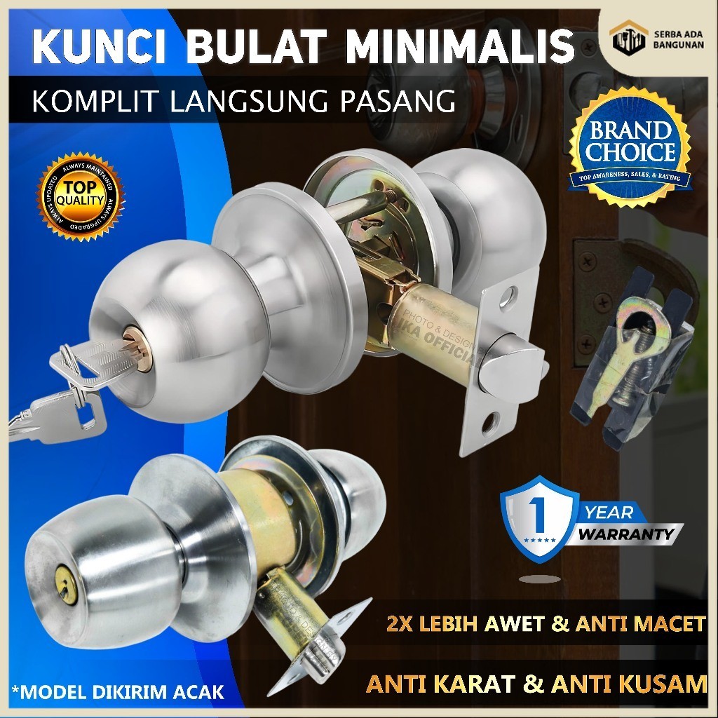 Jual Kunci Bulat Kamar Mandi Kunci Pintu Bulat Gagang Handle Pintu ...