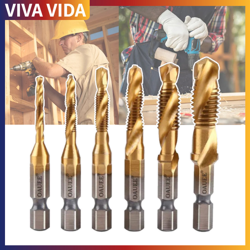 Jual 6PCS Pembuat Ulir Drat Drill Tap Set Hex Twist Spiral Tapper Baut ...