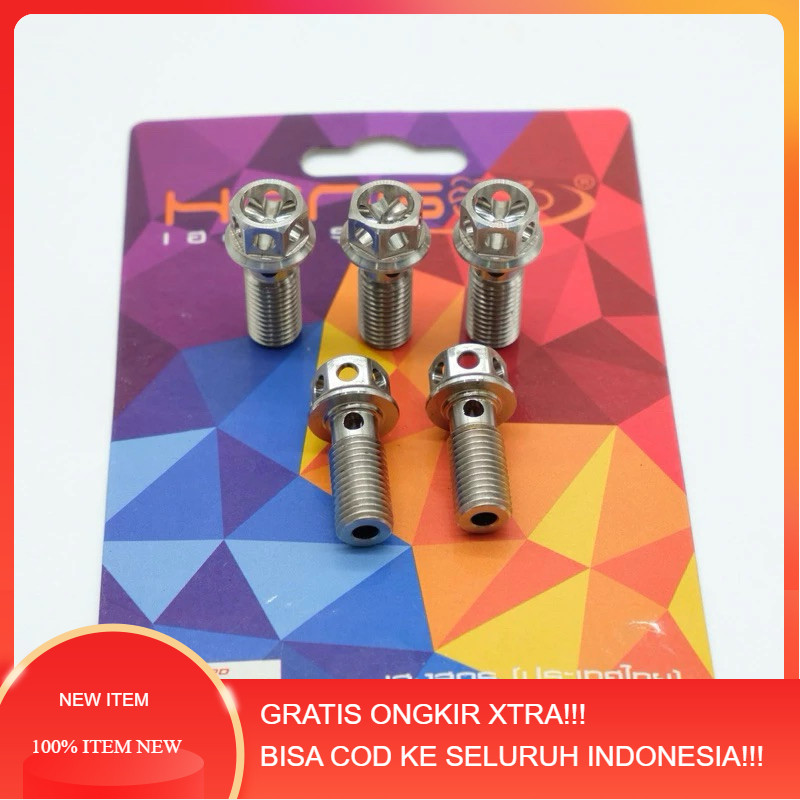 Jual BAUT PROBOLT FLOWER CHROME M10X20 DRAT 14 BAUT BANJO SELANG REM KALIPER DRAT HALUS DAN DRAT ...