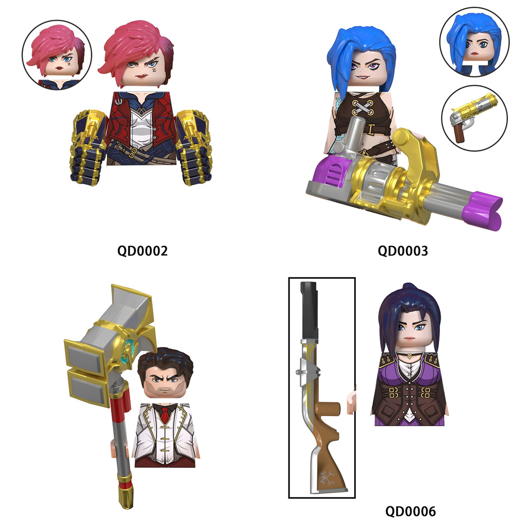 Jual LoL Building Blocks Hot Game Cosplay Arcane Figures Jinx Vi Jayce ...
