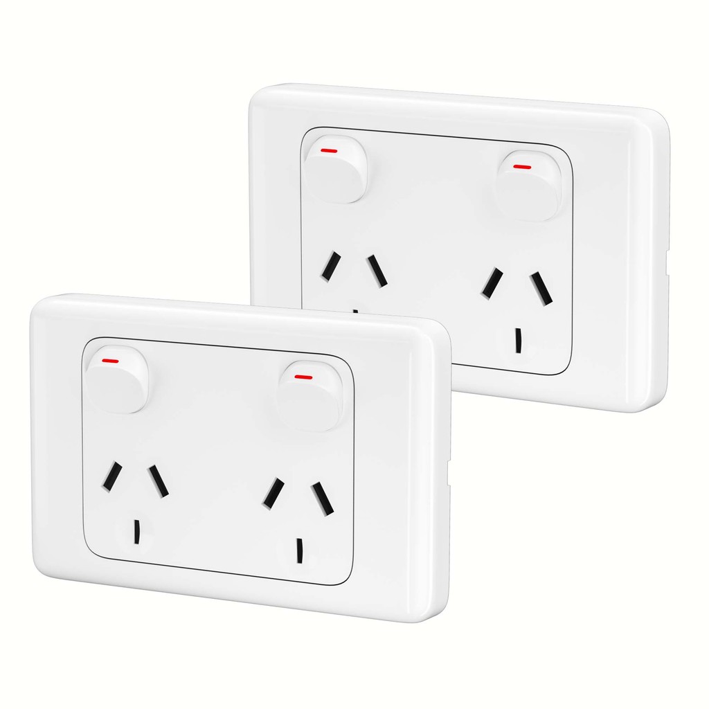 Jual 2PCS AU Wall Socket Electrical Outlet 250V Double Power Point GPO ...
